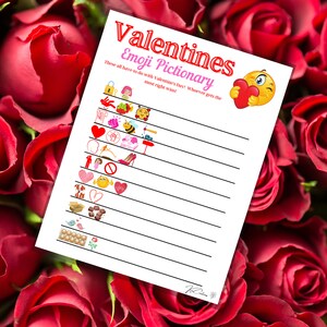 Valentine's Day Game Emoji Pictionary, Printable Family Game, Virtual ...