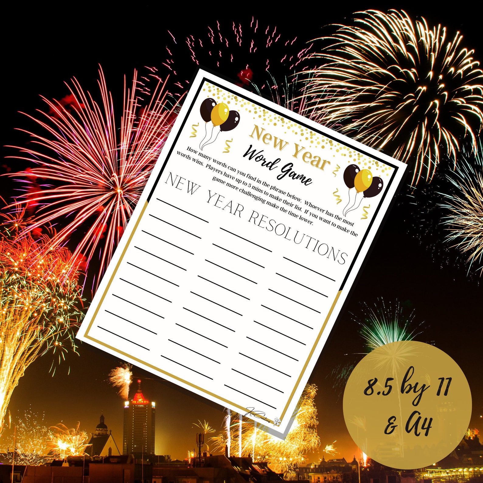 New Years Eve Word Game Printable NYE Game Activity for - Etsy