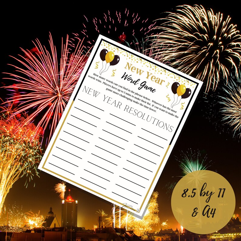 New Years Eve Word Game Printable NYE Game Activity for - Etsy