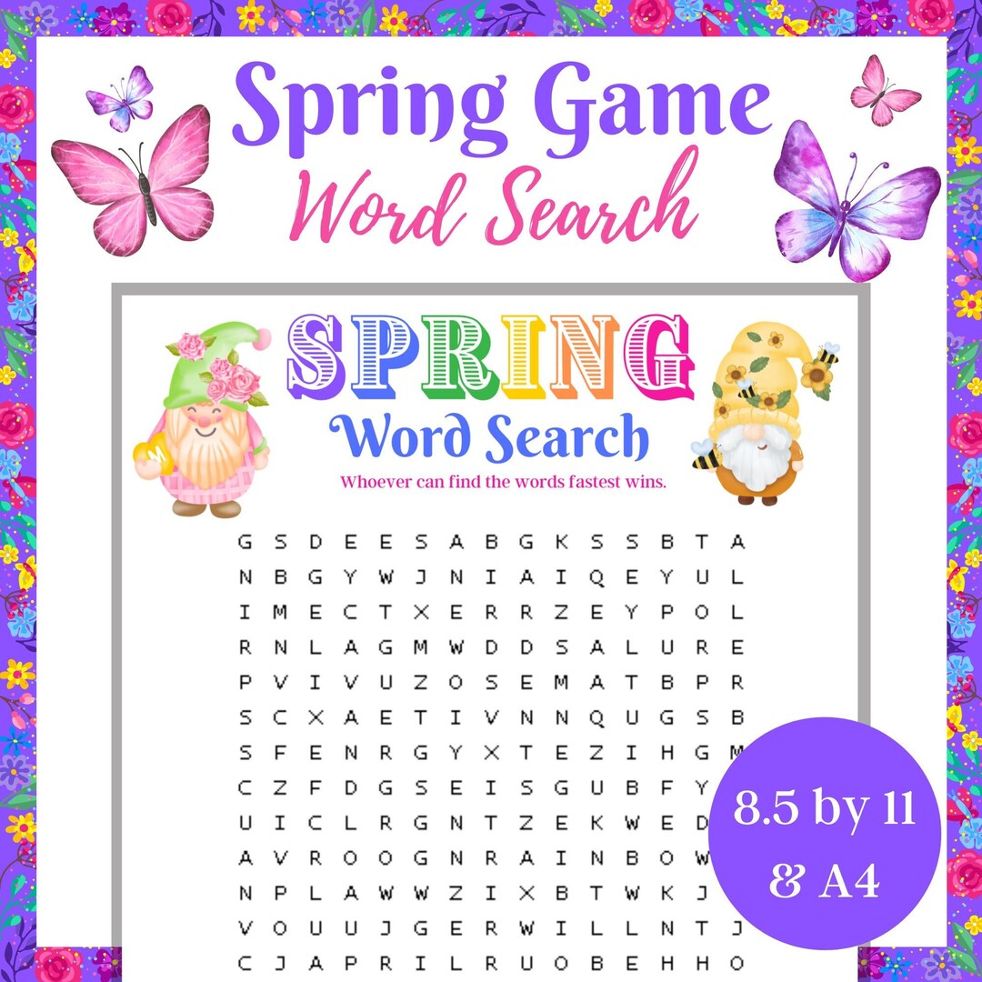 Spring Word Search, Family Game, Classroom Game, Spring Activity, Game ...