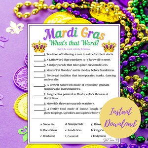 Mardi Gras Game - What's That Word, Family Game, Mardi Gras Activity ...