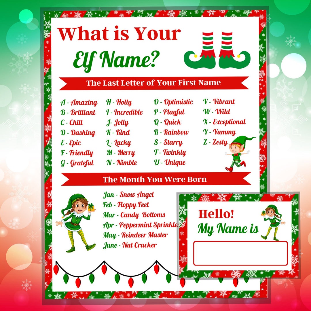 What's Your Elf Name, Christmas Game, Christmas Activity for Everyone ...