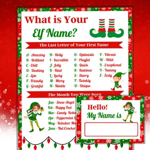 What's Your Elf Name, Christmas Game, Christmas Activity for Everyone ...