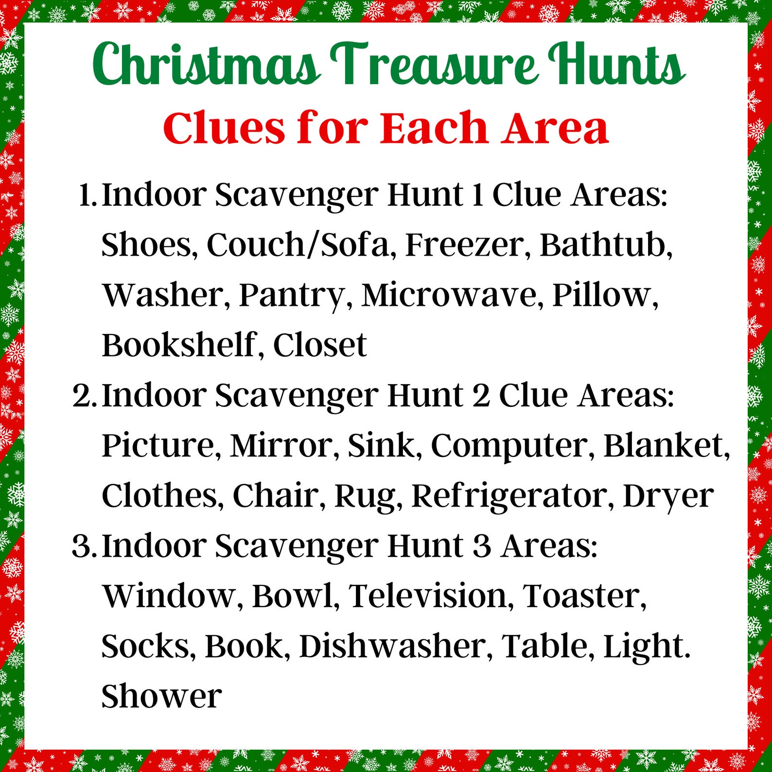 Indoor Christmas Scavenger Hunts Letter From Santa 3 Indoor - Etsy
