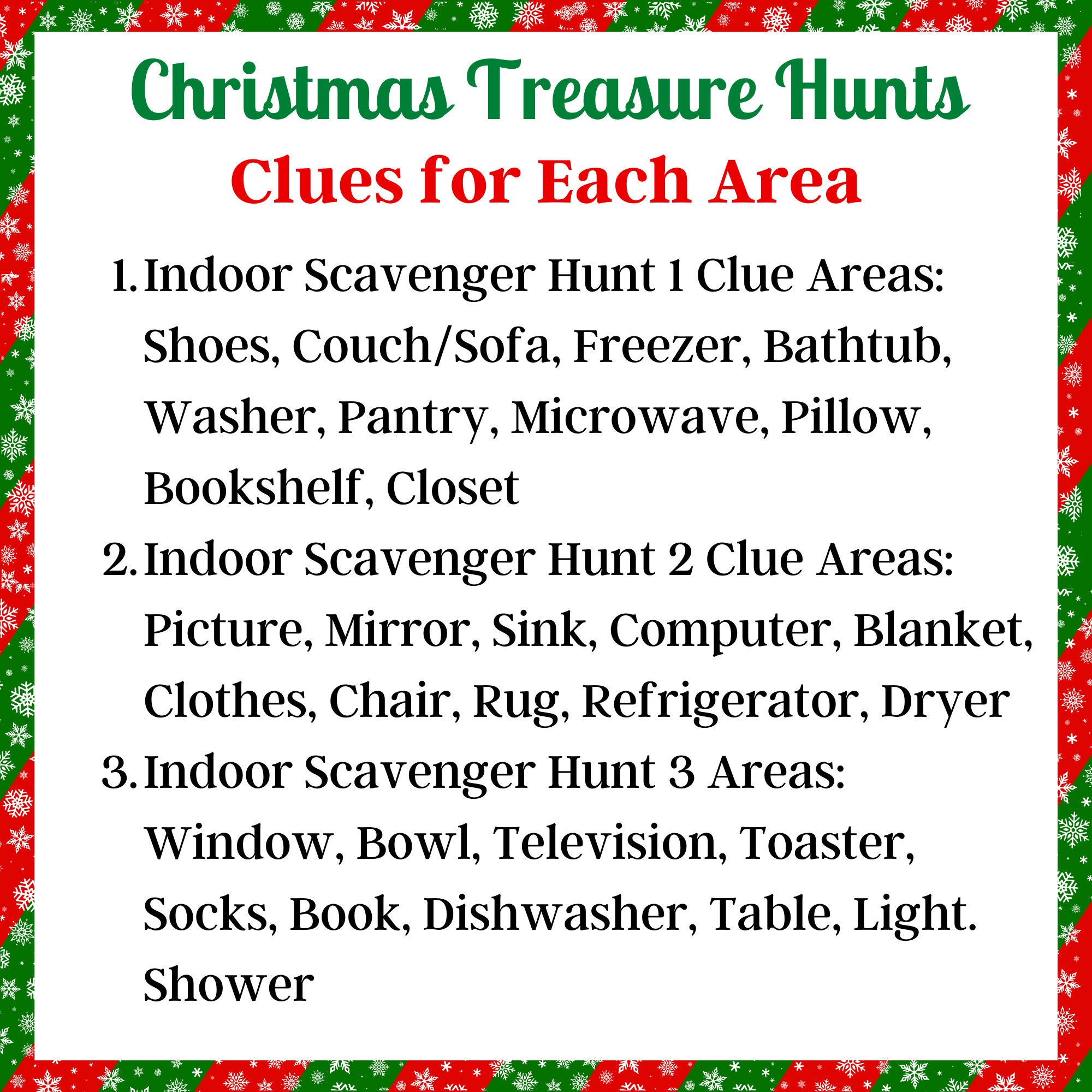 Indoor Christmas Scavenger Hunts Letter From Santa 3 Indoor - Etsy ...
