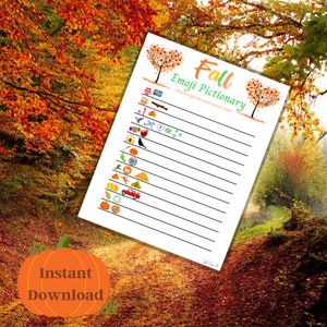 Fall Emoji Pictionary, Printable Autumn Game, Fall Activity for Adults ...