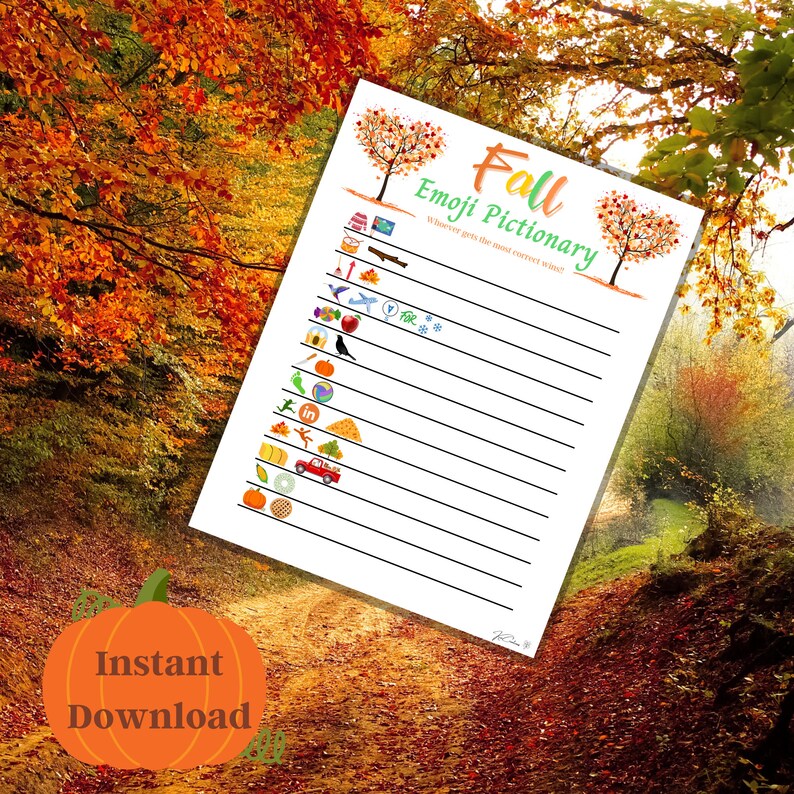 Fall Emoji Pictionary Printable Autumn Game Fall Activity - Etsy Canada