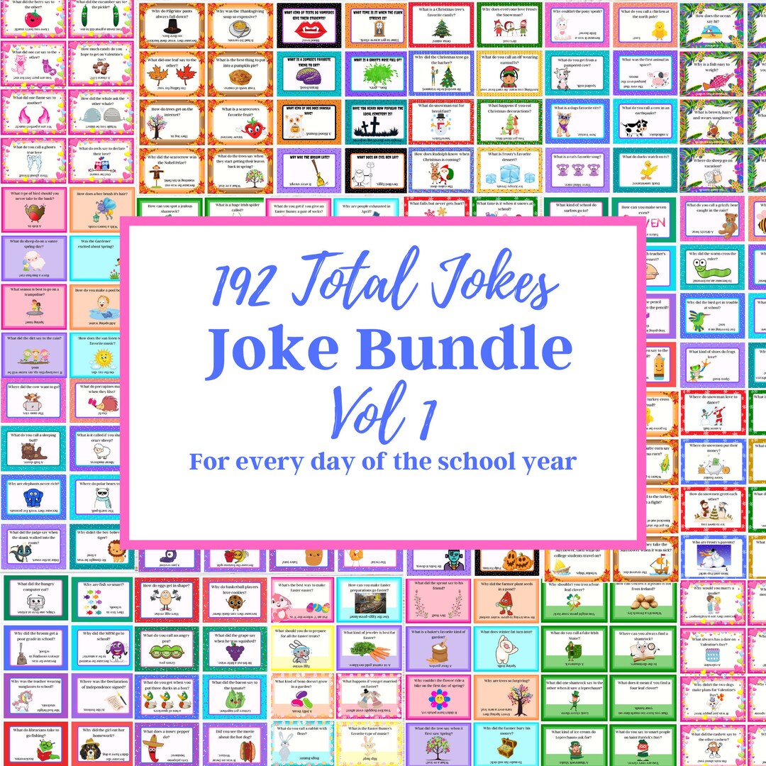 Lunch Box Jokes Bundle, Vol 1, Lunch Box Notes for Kids, Joke of the ...