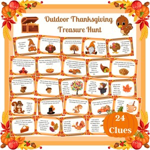 Thanksgiving Treasure Hunt, Outdoor Scavenger Game, 24 Clues (PDF) - Etsy