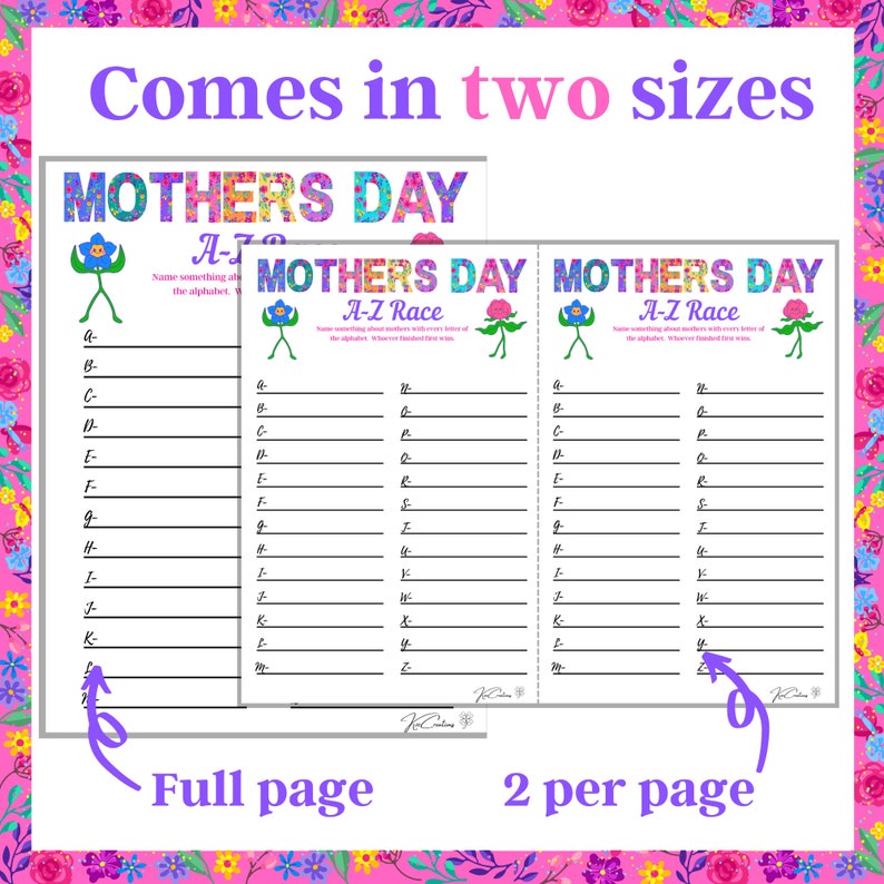 Mother's Day Game A-Z Race Family Game Virtual Party - Etsy