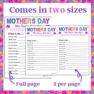 Mother's Day Game Who Knows Mom Best, Family Game, Virtual Party Game ...