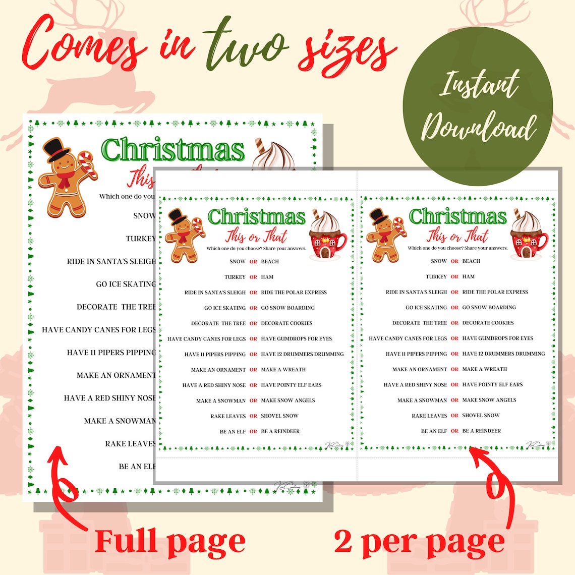 Christmas This or That Game Printable Family Game Activity - Etsy
