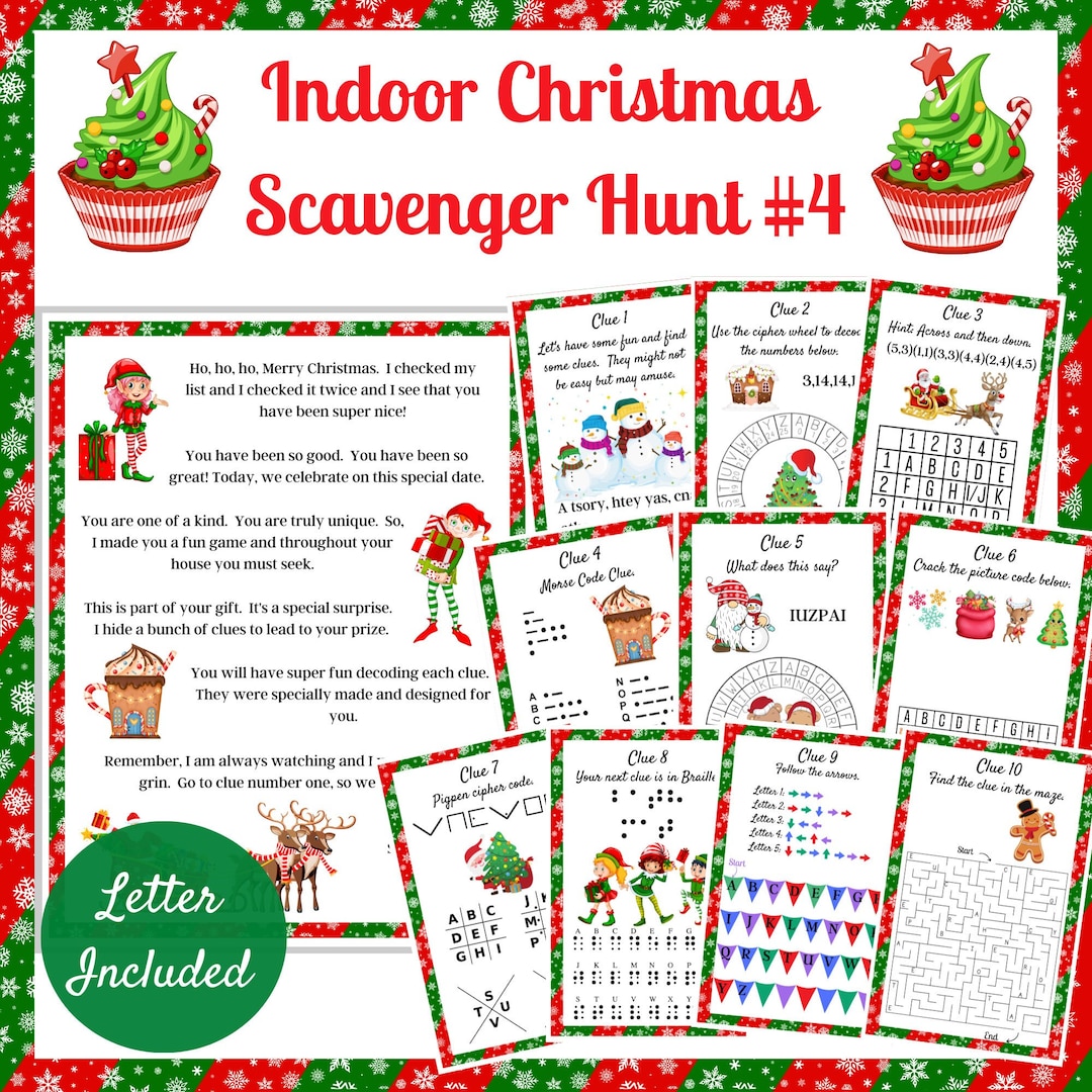 Christmas Scavenger Hunt, Indoor Treasure Hunt, Game for Older Kids ...