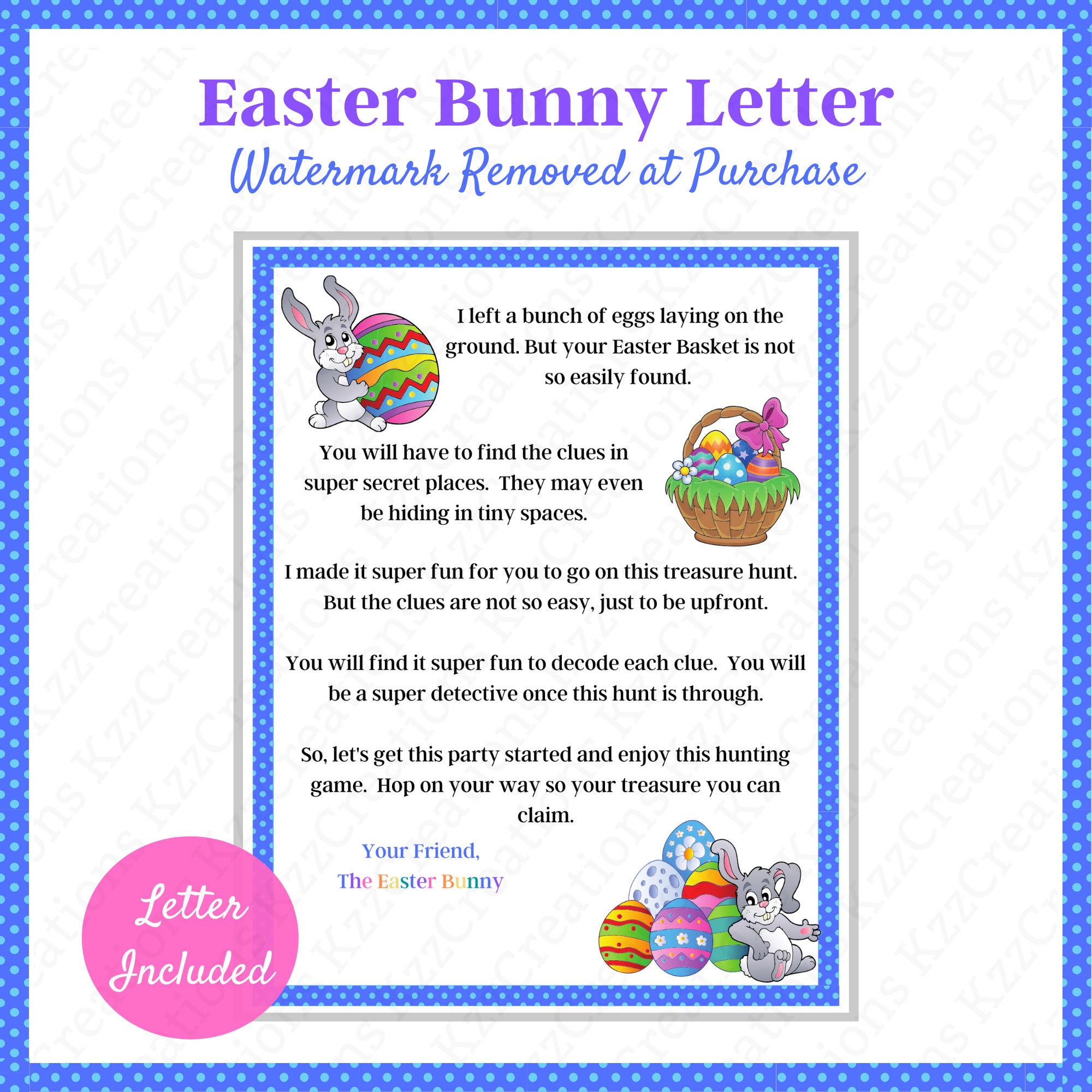Easter Scavenger Hunt Easter Bunny Letter Outdoor Treasure - Etsy