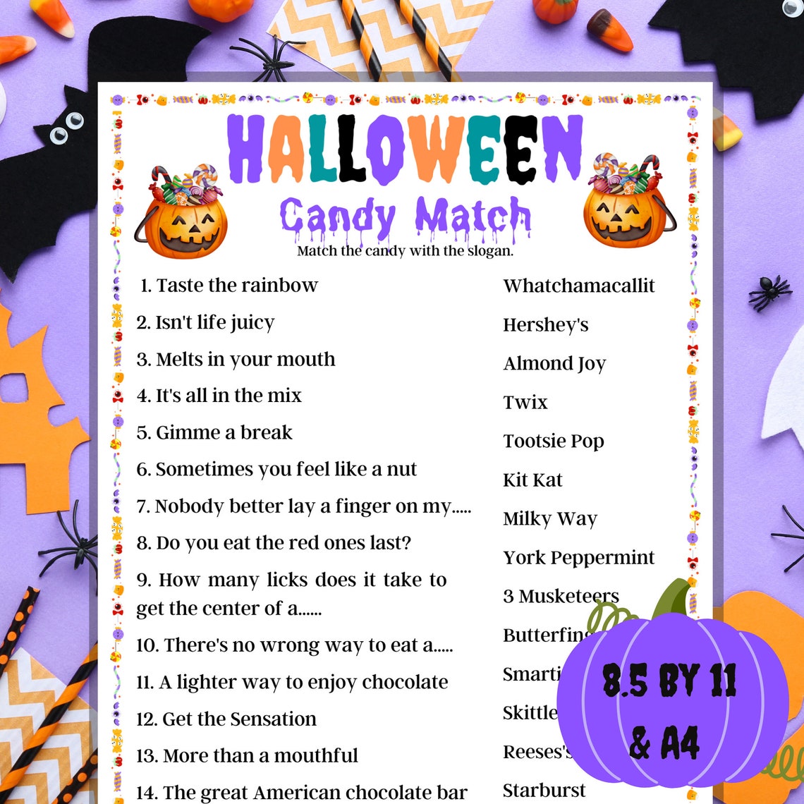Halloween Candy Match Game Game for Kids Game for Adults - Etsy