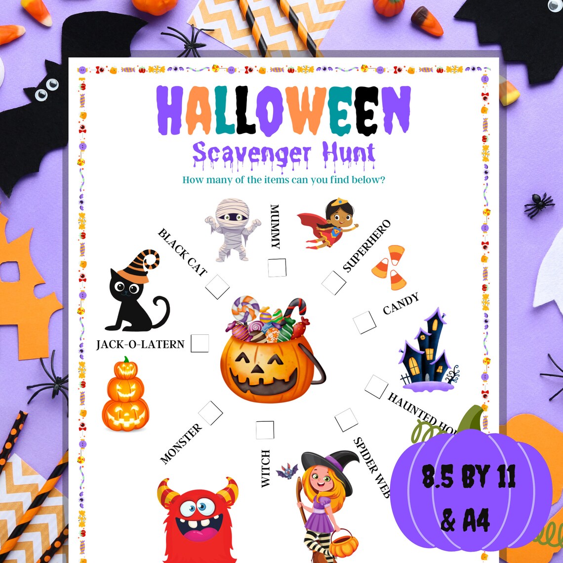 Halloween Scavenger Hunt Game for Kids Game for Adults - Etsy