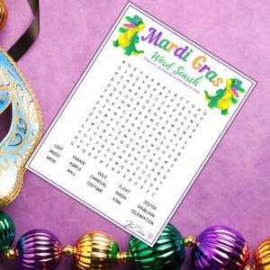 Mardi Gras Word Search, Family Game, Mardi Gras Activity, Adult Game ...