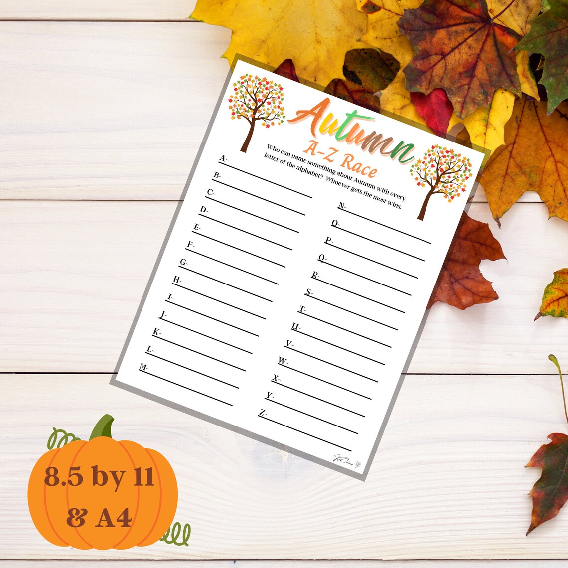 Autumn A-Z Race Game Printable Activity for Adults and Kids - Etsy