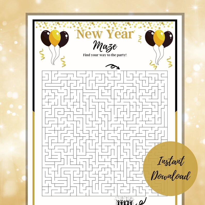 New Years Eve Maze Printable NYE Game Activity for Families - Etsy