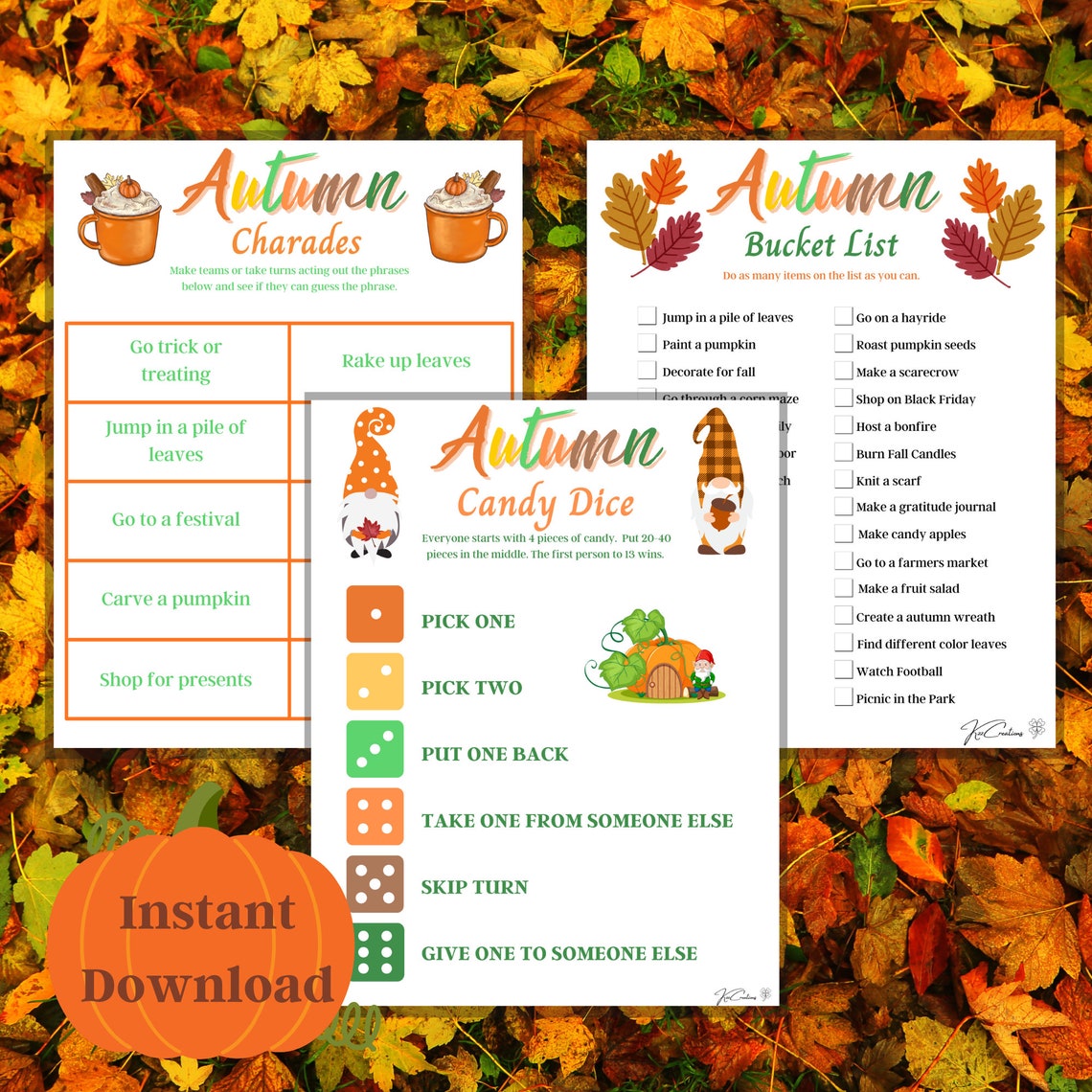 Fall Game Bundle 20 Printable Autumn Games Fall Time - Etsy
