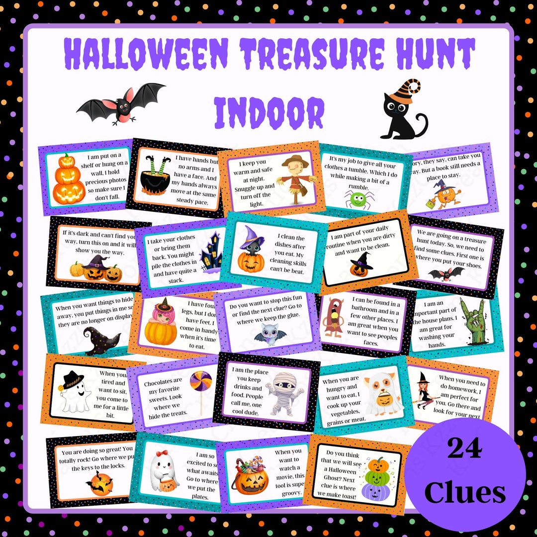 Halloween Treasure Hunt, Indoor Scavenger Hunt, Halloween Game for Kids ...