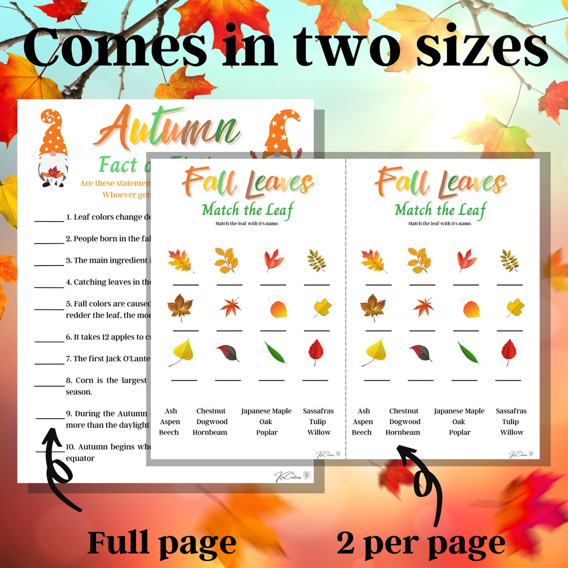Fall Game Bundle 20 Printable Autumn Games Fall Time - Etsy