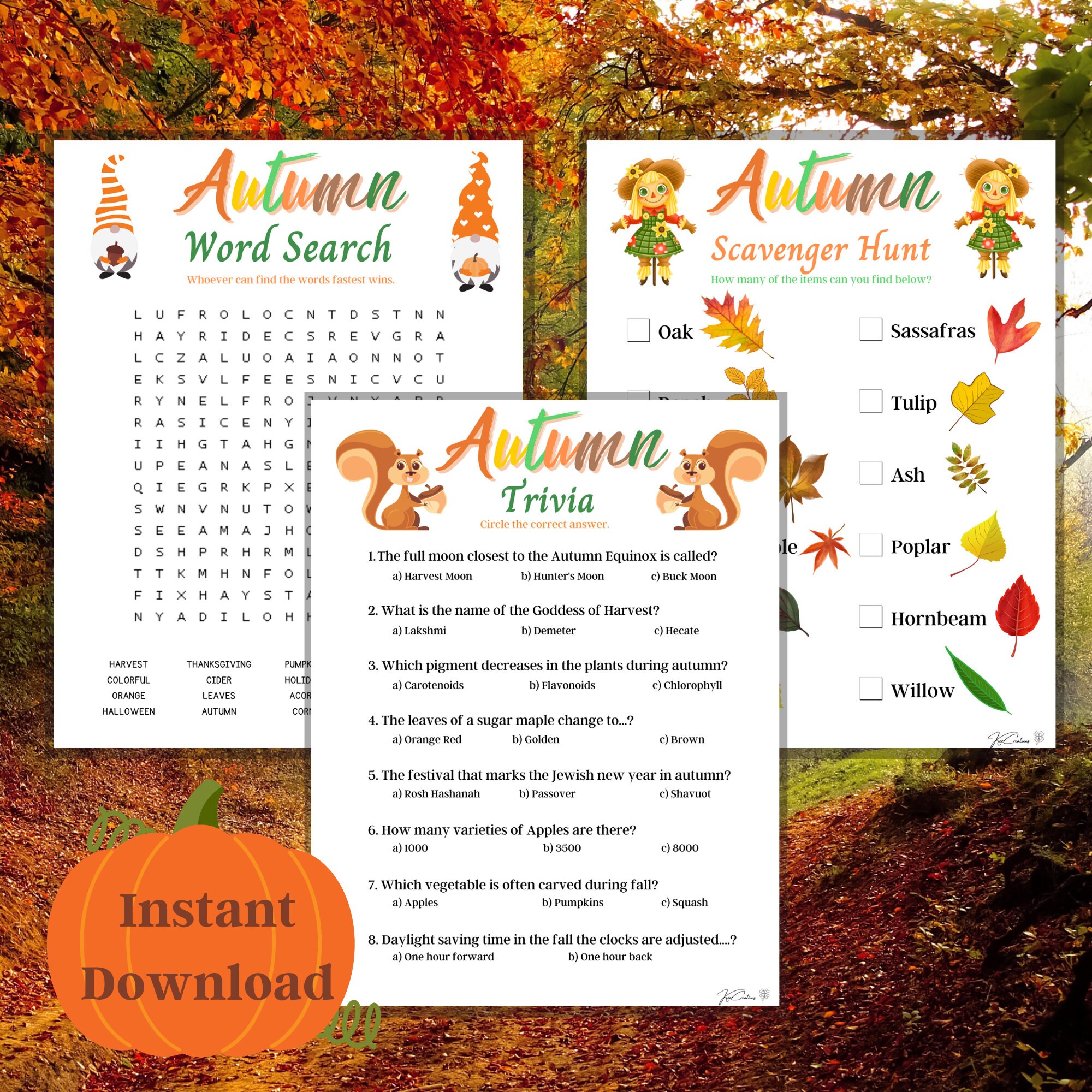 Fall Game Bundle 20 Printable Autumn Games Fall Time - Etsy
