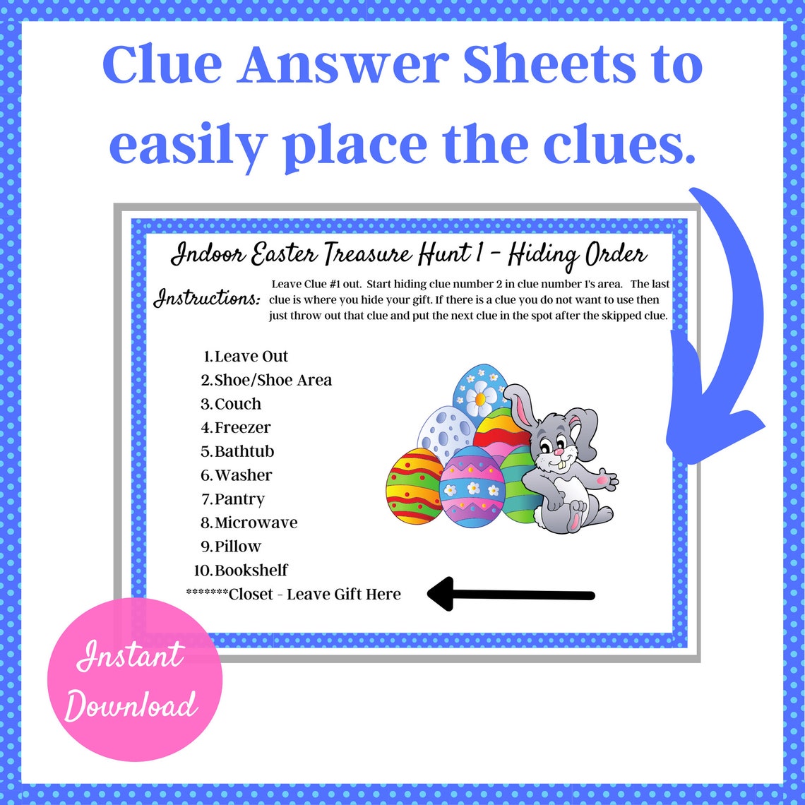 Easter Treasure Hunt, Crack the Code Clues, Easter Bunny Letter (PDF ...