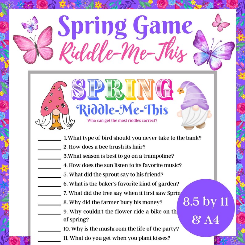 Spring Riddle-me-this, Family Game, Classroom Game, Spring Activity ...