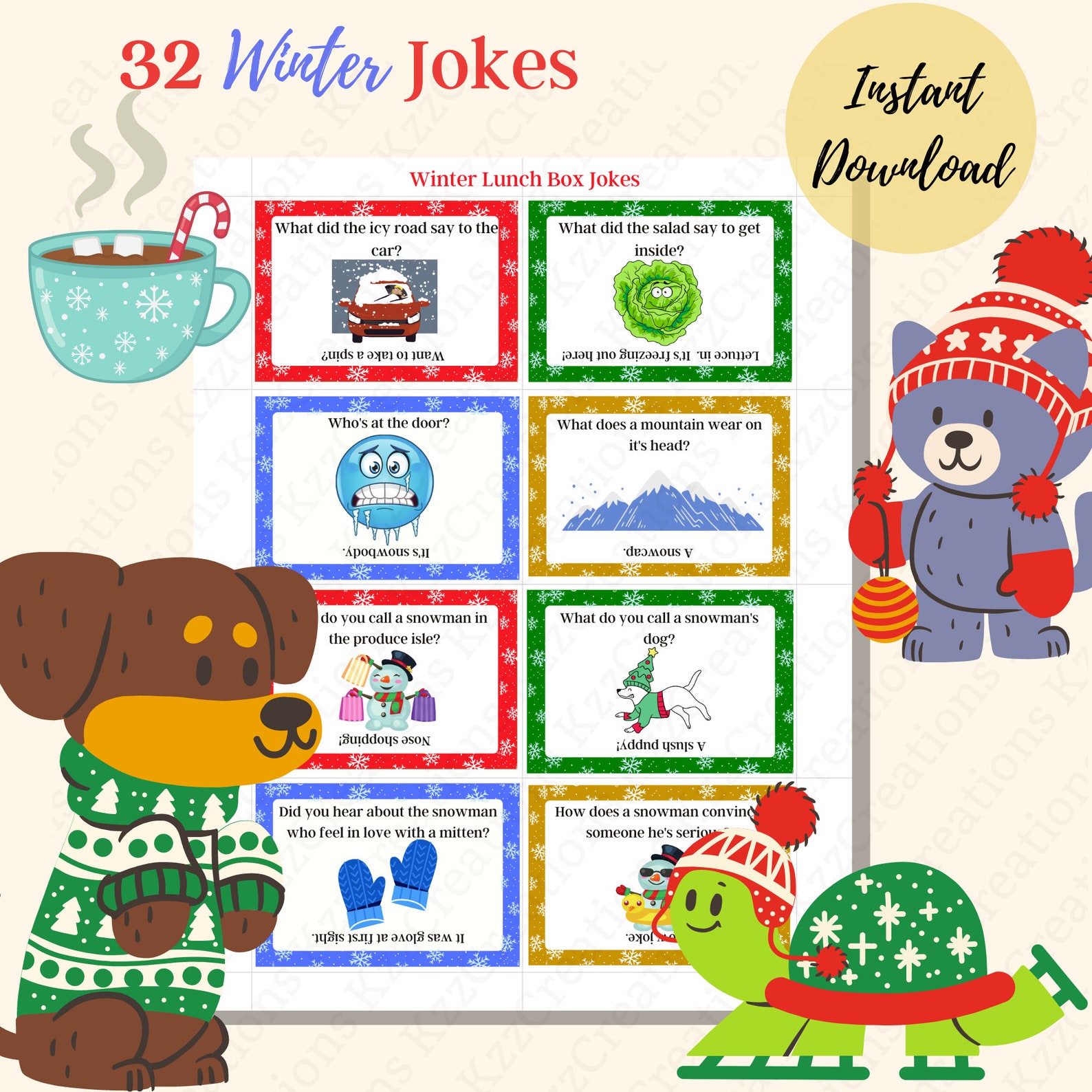 Winter Lunch Box Jokes Notes for Kids Christmas/winter - Etsy
