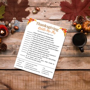 Thanksgiving Riddle-me-this, Thanksgiving Game, Party Game, Activity ...