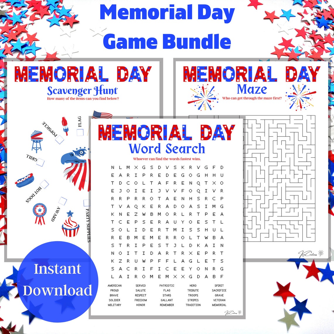 Memorial Day Game Bundle Printable Family Games Virtual - Etsy