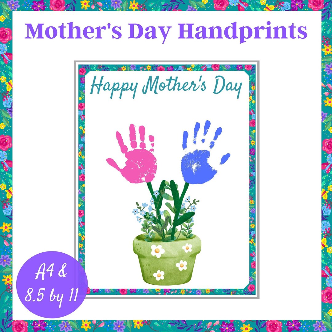 Mothers Day Handprints, DIY Craft Kit, Printable Handprint Craft ...