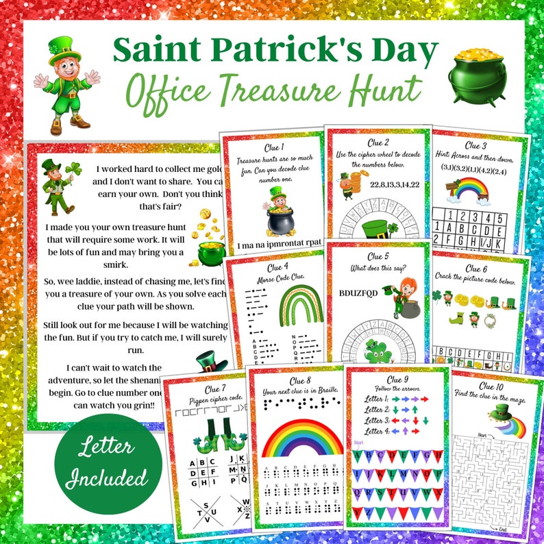 Saint Patrick's Day Office Treasure Hunt, Leprechaun Letter (PDF) - Etsy