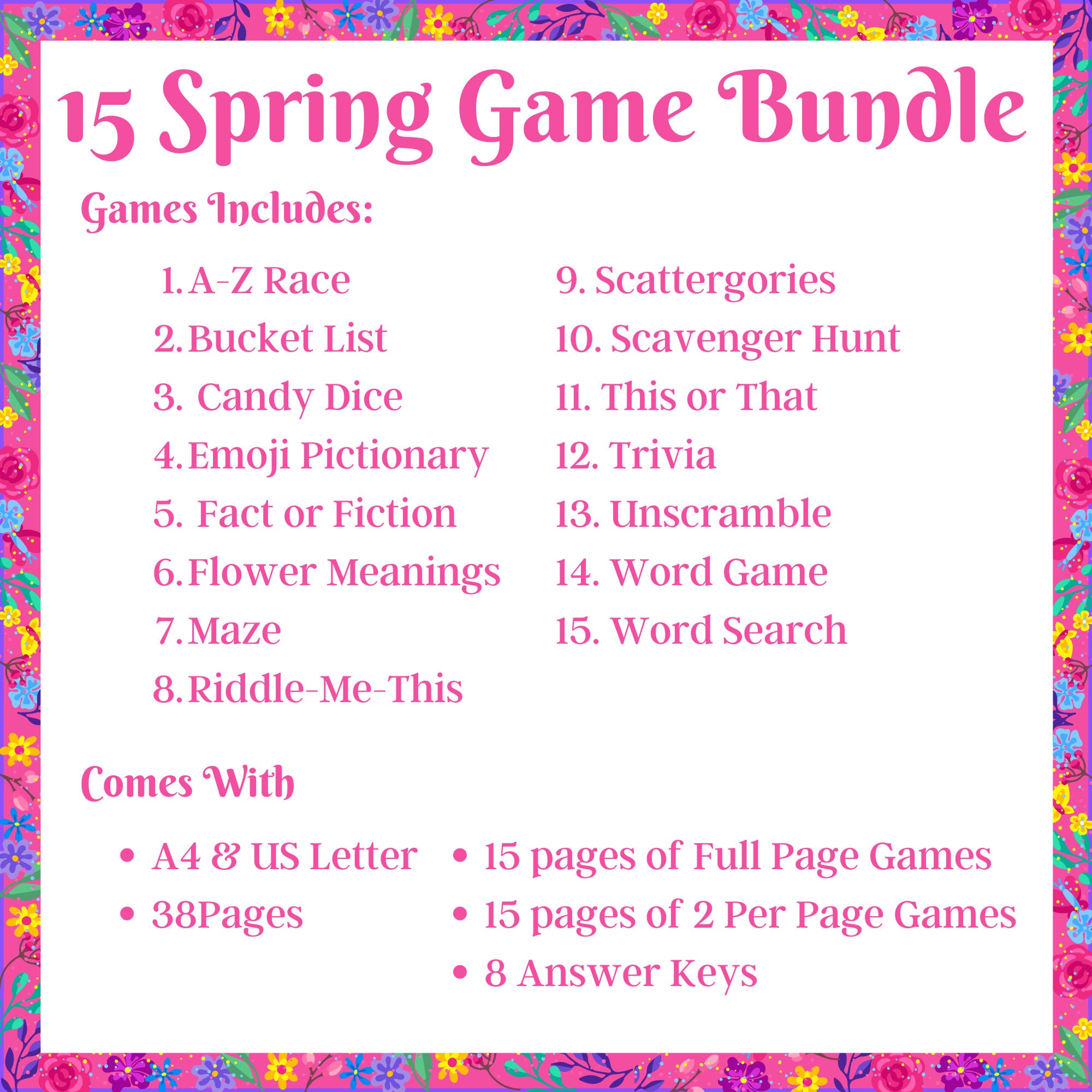 Spring Games 15 Game Bundle Virtual Party Games Spring - Etsy