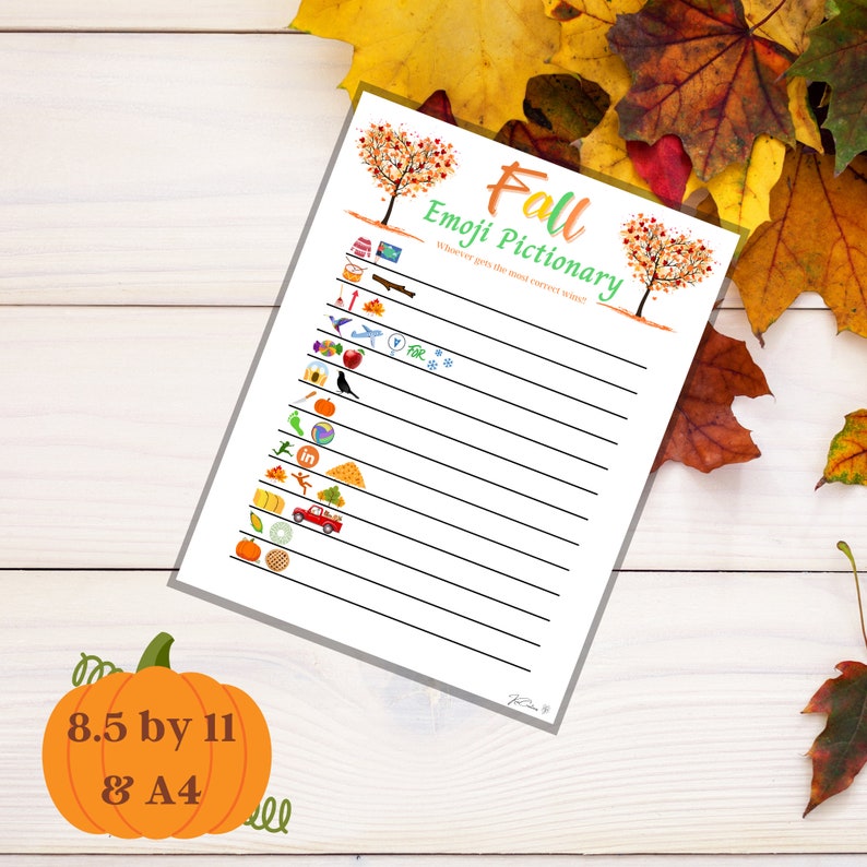 Fall Emoji Pictionary Printable Autumn Game Fall Activity - Etsy Canada