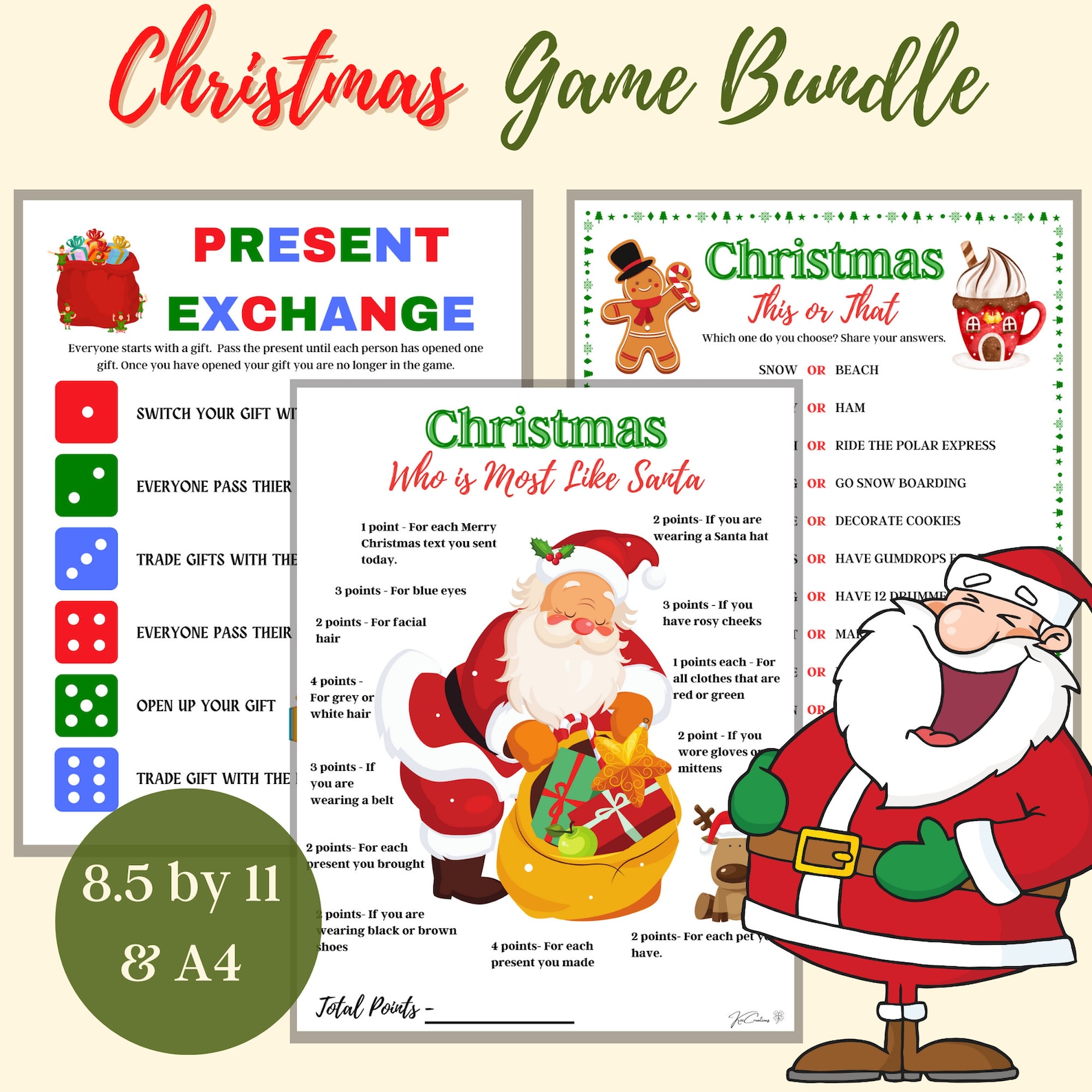 Christmas Game Bundle, Printable Family Games, Virtual Party Games ...
