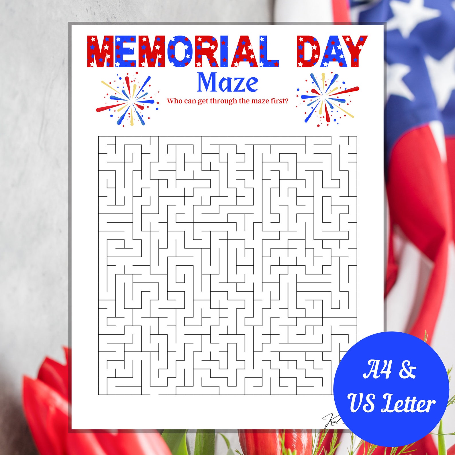 Memorial Day Maze Printable Family Game Virtual Party Game - Etsy