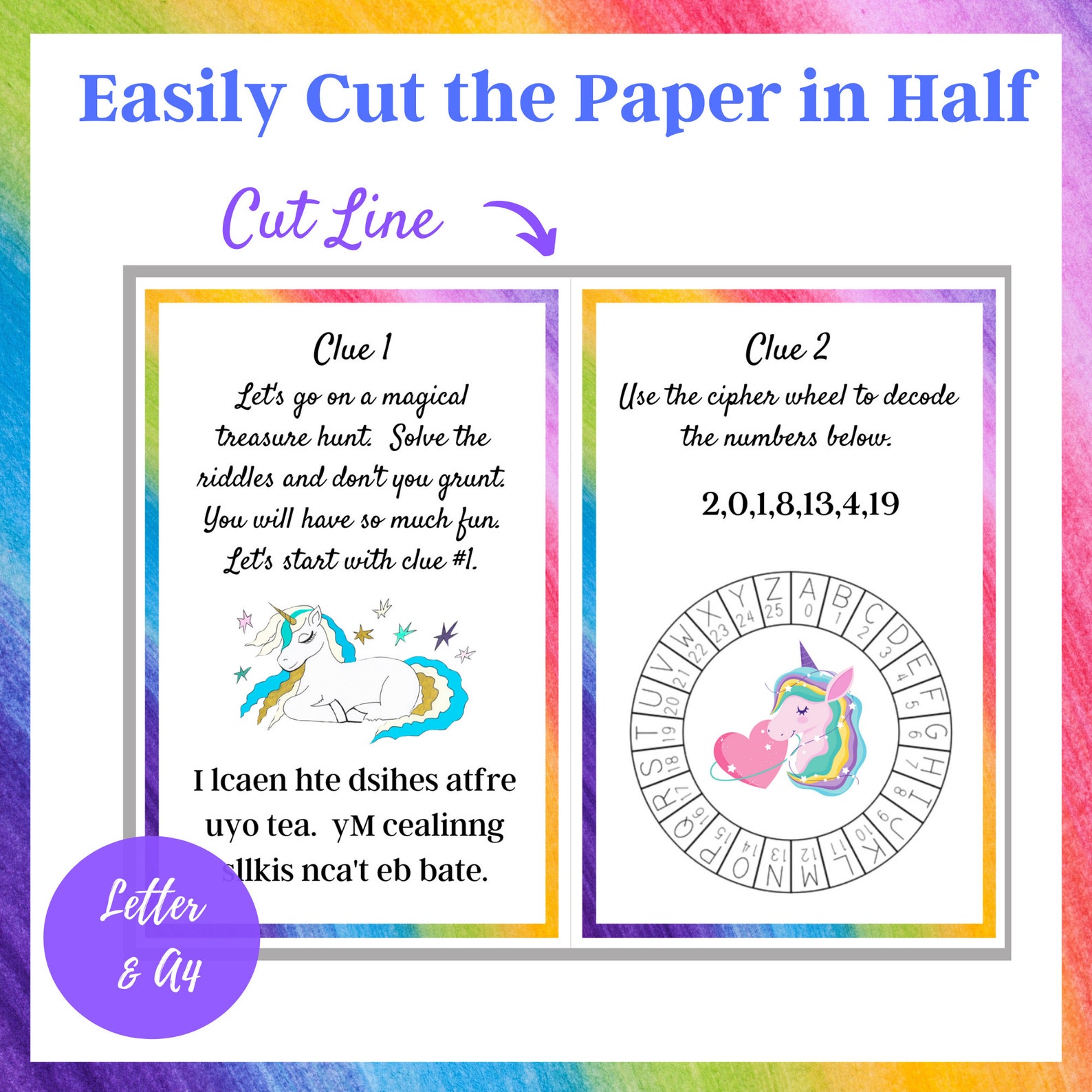 Unicorn Treasure Hunt Unicorn Letter Indoor Scavenger Hunt | Etsy