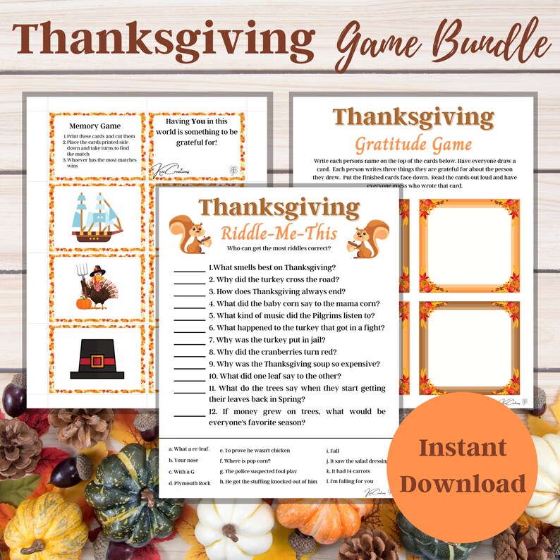 Thanksgiving Game Bundle, 20 Printable Activities (instant Download) - Etsy