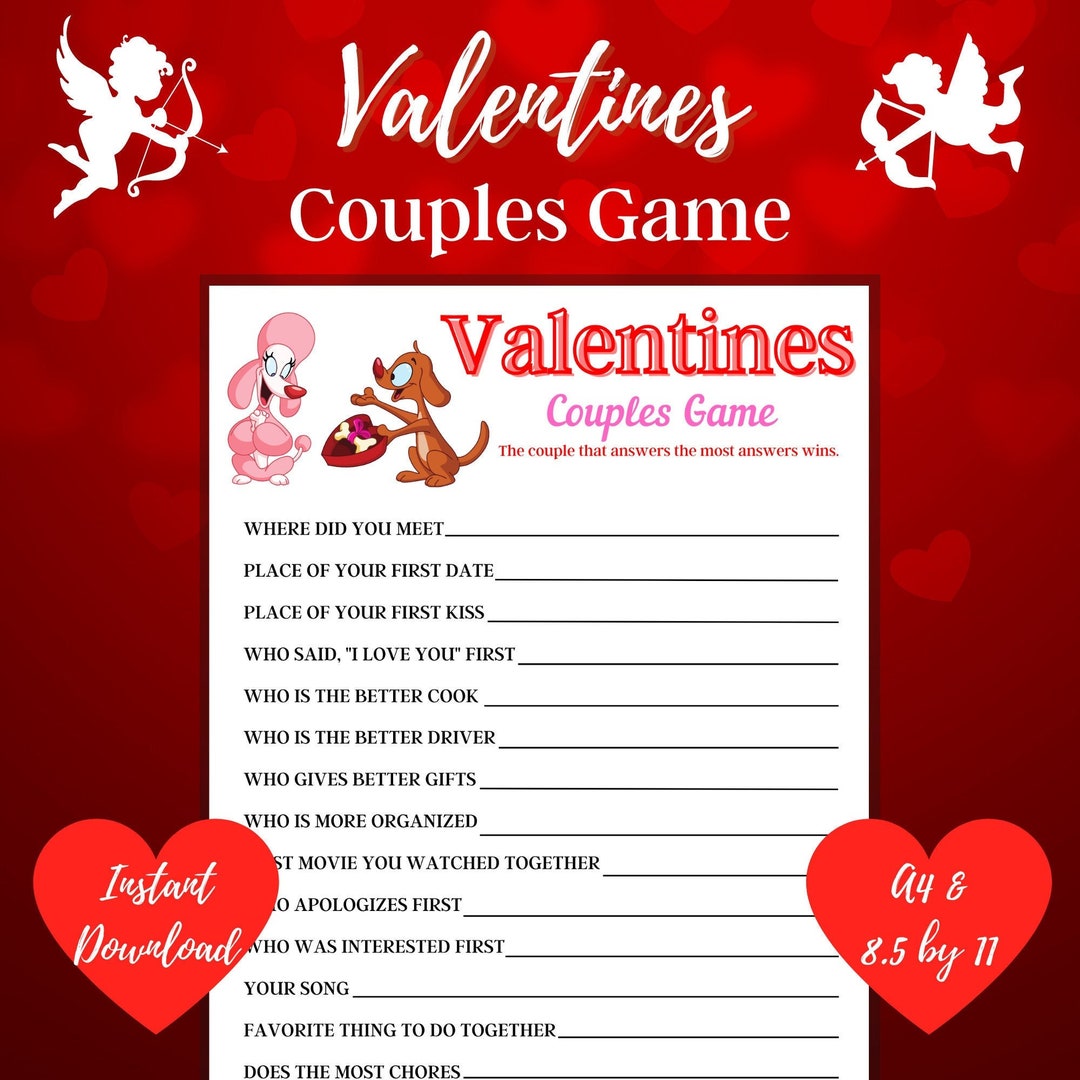 Valentine's Day Game Couples Game, Printable Family Game, Virtual Party ...