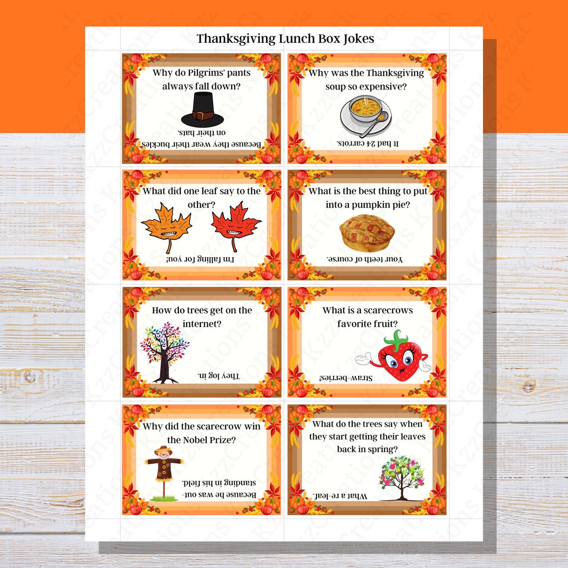 Thanksgiving Lunch Box Jokes Notes for Kids Fall/autumn - Etsy