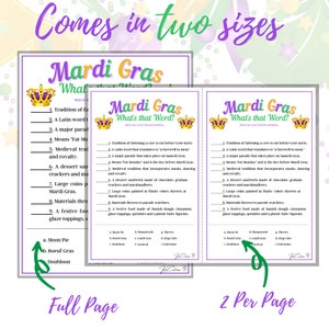 Mardi Gras Game - What's That Word, Family Activity (PDF) - Etsy
