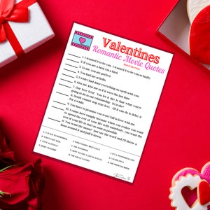 Valentine's Day Game Movie Quotes, Printable Family Game, Virtual Party ...