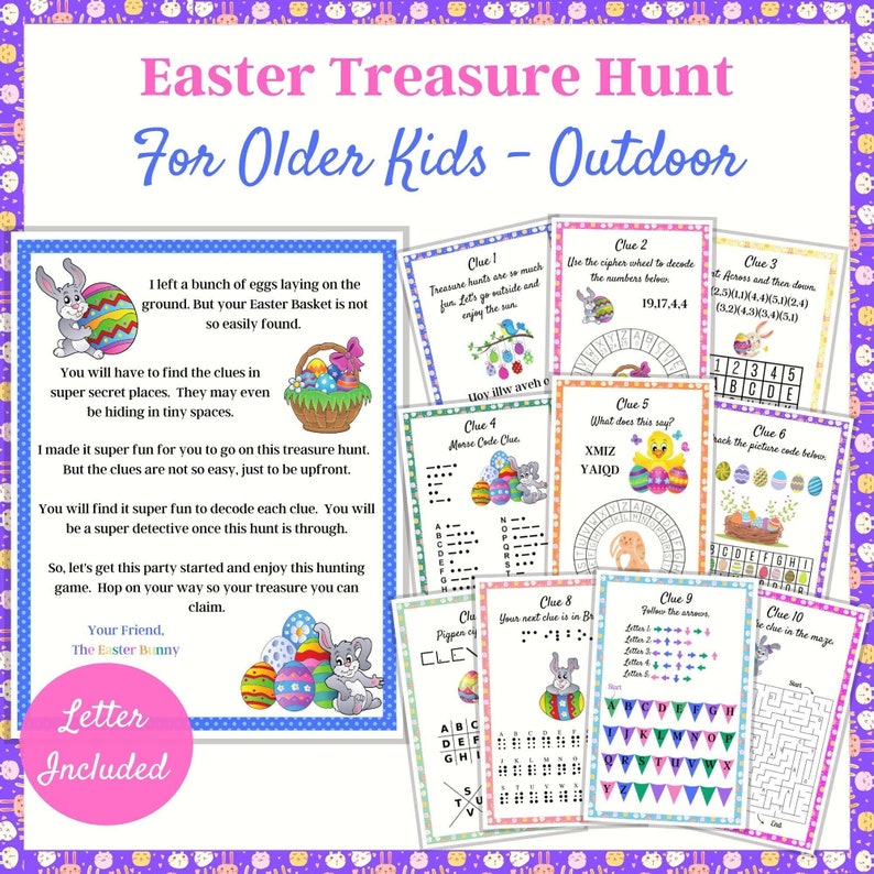 Easter Scavenger Hunt Easter Bunny Letter Outdoor Treasure - Etsy