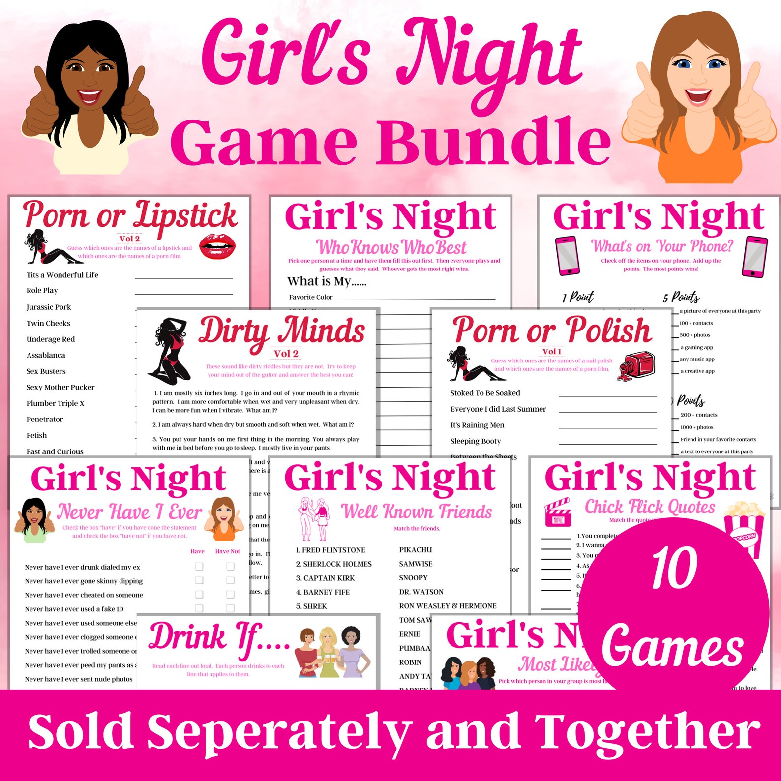 Girls Night Game Bundle 10 Game Bundle Adult Girls Night - Etsy
