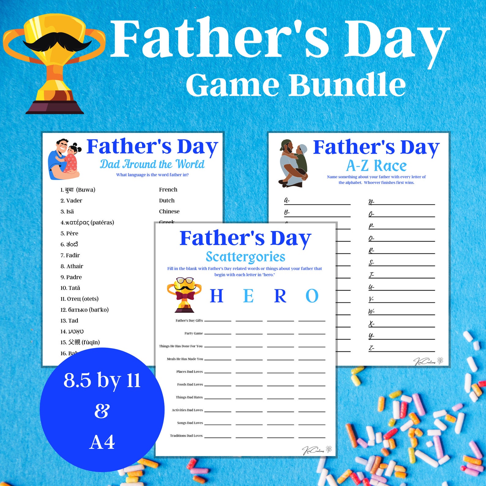 Father's Day Game Bundle Printable Family Games 12 - Etsy
