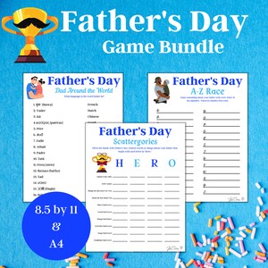 Father's Day Game Bundle, Printable Family Games, 12 Games, Virtual ...