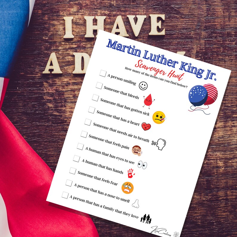 MLK Jr Day Scavenger Hunt Celebrate Martin Luther King - Etsy