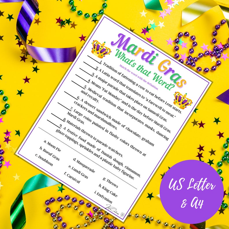 Mardi Gras Game - What's That Word, Family Activity (PDF) - Etsy